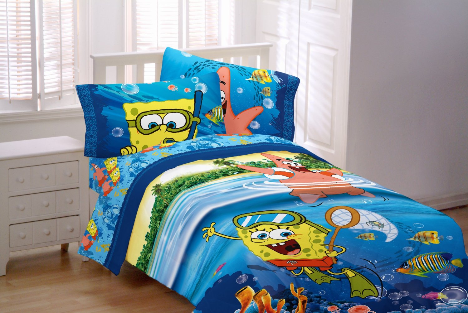 Spongebob Comforter Set Spongebob Sheet Set Underwater Vibes - Bundle Of Spongebob Spongebob Bed Set